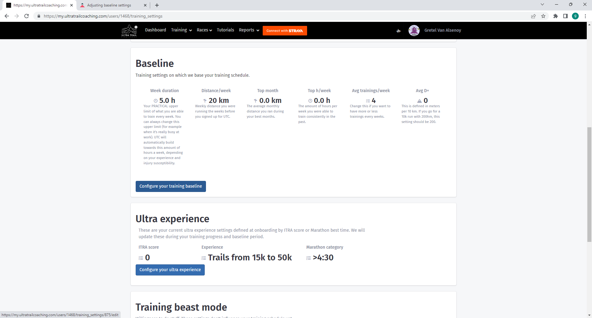 Adjusting baseline settings – Ultra Trail Coaching